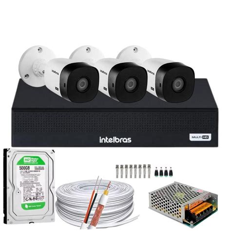 Kit Cftv 3 Cameras Intelbras KaBuM