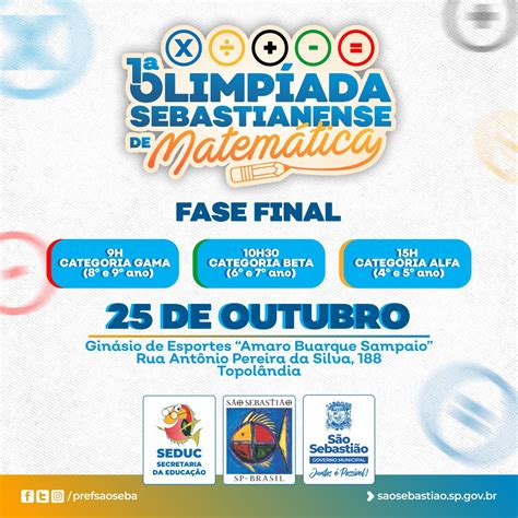 Última etapa da 1ª Olimpíada Sebastianense de Matemática acontece