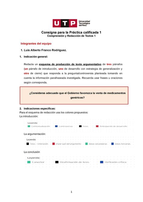 Esquema DE Producción PARA LA Práctica Calificada 2 Consigna para