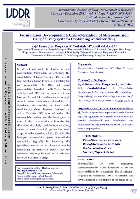 pdf formulation development and characterization of microemulsion drug delivery systems