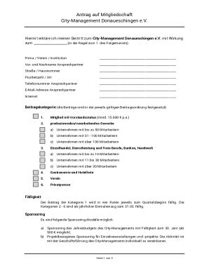 Ausf Llbar Online Antrag Auf Mitgliedschaft City Management