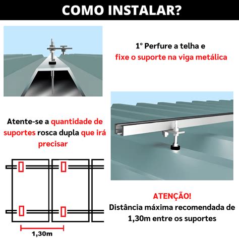 Kit Estrutura Suporte Fixador 8 80m Para 08 Placas Painel Solar