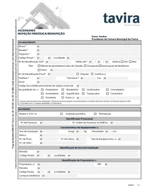 Preenchível Disponível cm tavira ASCENSORES INSPEO PERIDICAREINSPEO