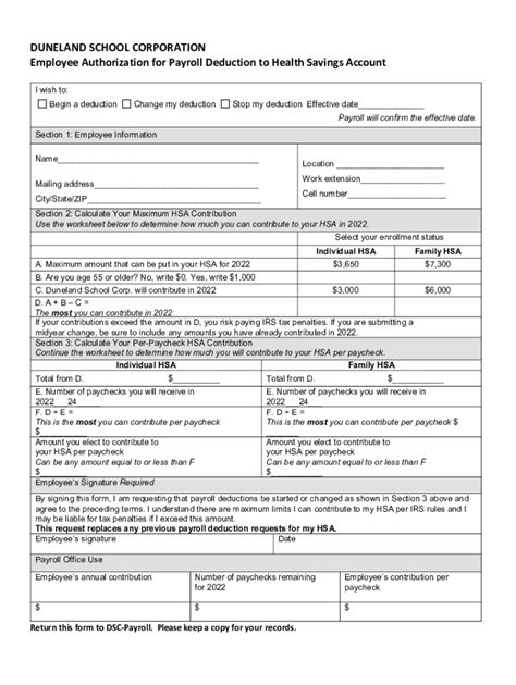 Fillable Online HSA Payroll Deduction Authorization FormSheakley Fax