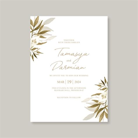 Premium Vector Minimalist Wedding Invitation Template With Floral