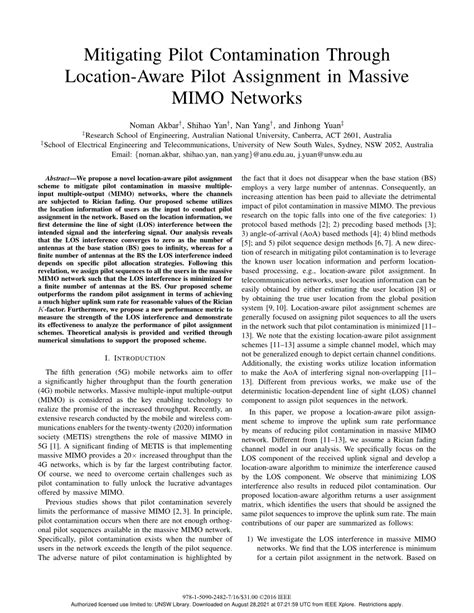 pdf mitigating pilot contamination through location aware pilot assignment in massive mimo