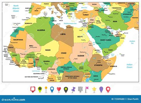 Political Map Of North Africa And Middle East Map Of Africa