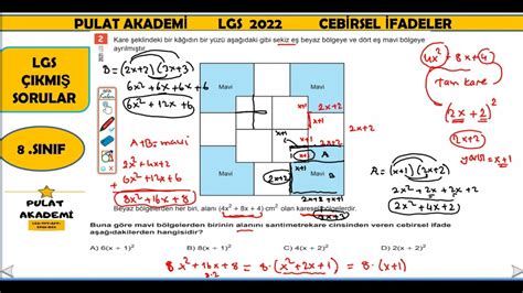 cebirsel ifadeler LGS çıkmış soruları 2021 soruları dahil YouTube