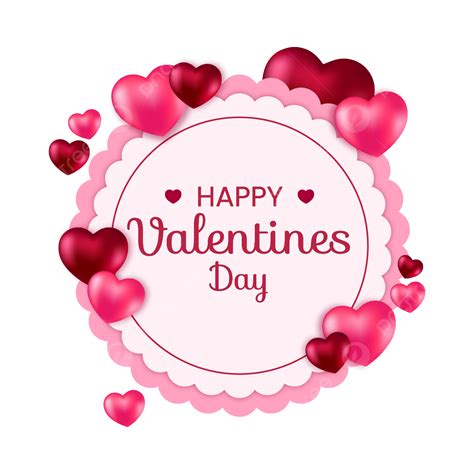 Feliz Día De San Valentín Marco Borde Texto Letras Con Corazones 3d PNG