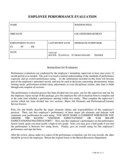 2025 Employee Evaluation Form Fillable Printable PDF Forms Handypdf