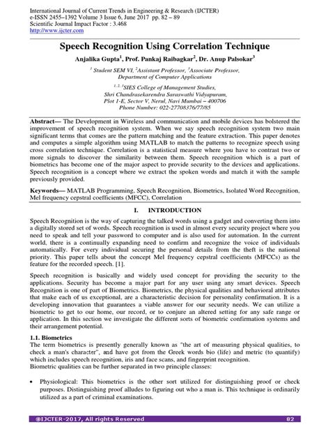 speech recognition using correlation tec pdf speech recognition biometrics