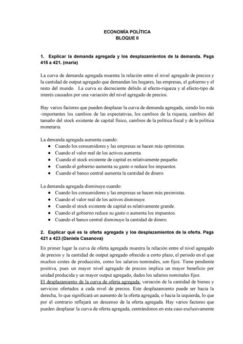 Economía grupal ECONOMÍA POLÍTICA BLOQUE II 1 Explicar la demanda