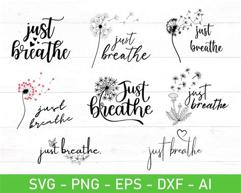 Just Breathe Dandelion Svg Just Breathe Svg Eps Dxf Ai Etsy UK