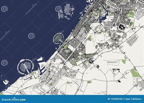 Map Of The City Of Dubai United Arab Emirates UAE Stock Illustration