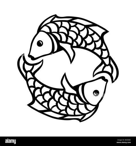 Pisces Zodiac Sign Golden Horoscope Symbol Stock Vector Image Art