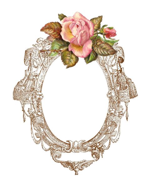 Antique Images Free Digital Frame Printable Frame With Pink Rose