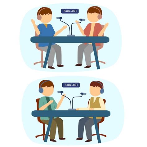 Premium Vector Flat Design Male Illustration Podcast Interview