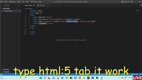 html emmet not working in vscode boilerplate not showing in vscode youtube