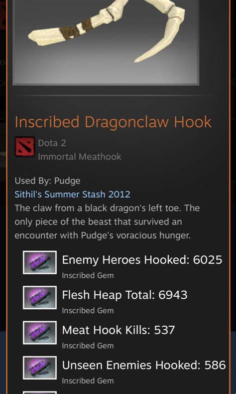 Dota 2 Dragonclaw PUDGE Hook With FULL GEM Video Gaming Gaming