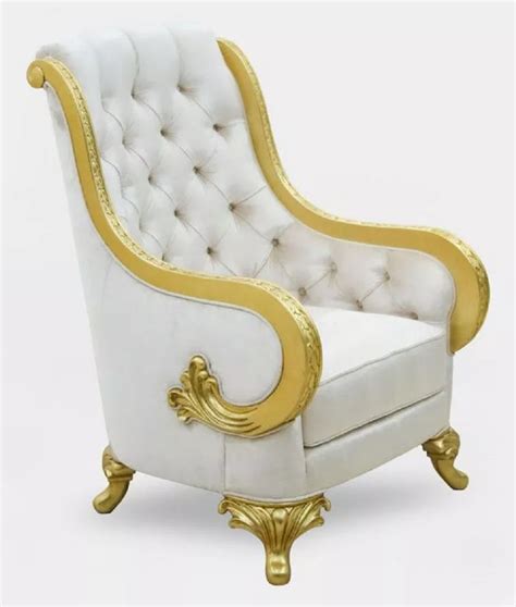 Casa Padrino Fauteuil De Salon Baroque De Luxe Gris Clair Or