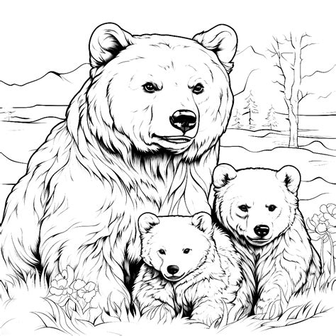 Bärenfamilie Ausmalbild kostenlos herunterladen