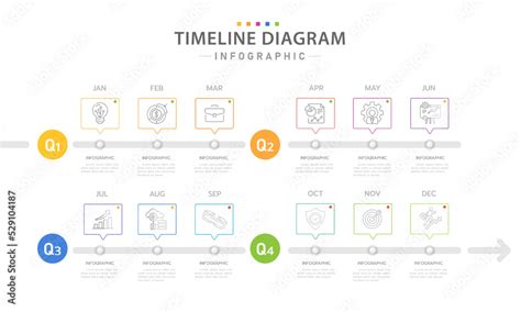 Infographic Template For Business 12 Months Modern Timeline Diagram