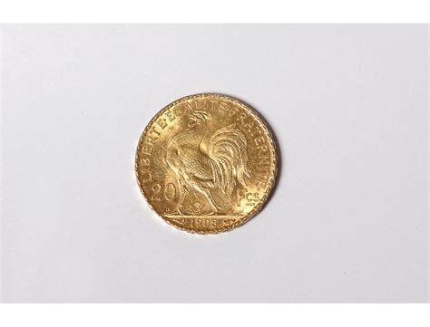 Gold Coin Francs Marianne Coq French Republic Chaplain France
