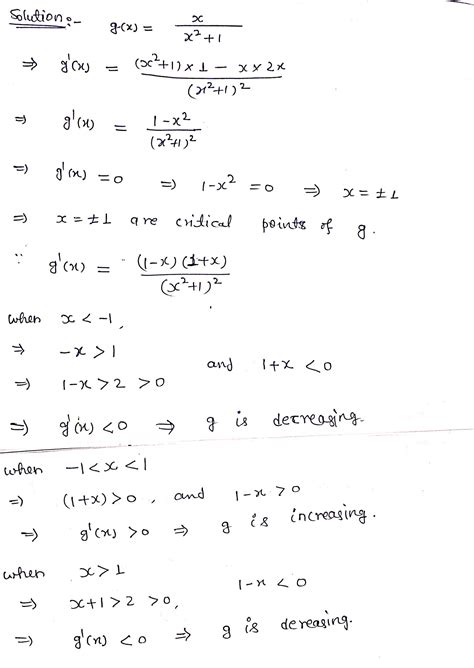 [solved] find all intervals of increase and decrease for x g x x2 1 course hero