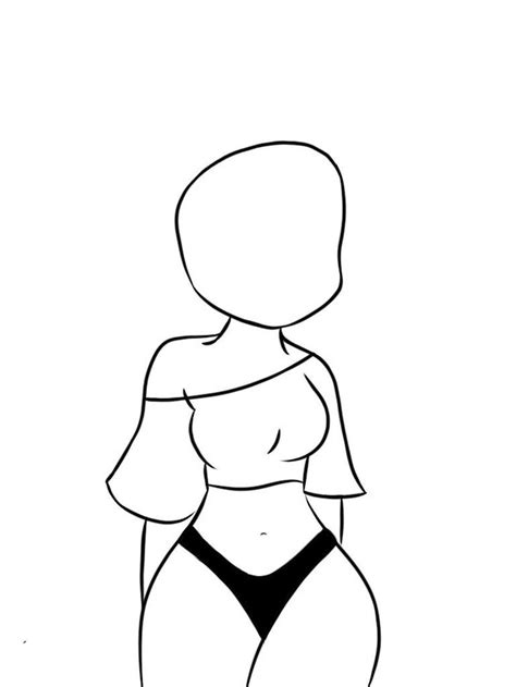 A Black And White Drawing Of A Woman In A Bathing Suit With Her Hands