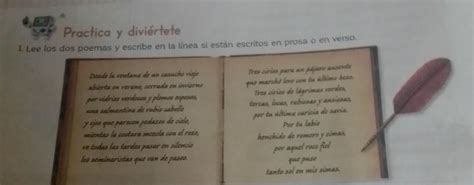 1 lee los dos poemas y escribe en la línea si están escritos en prosa