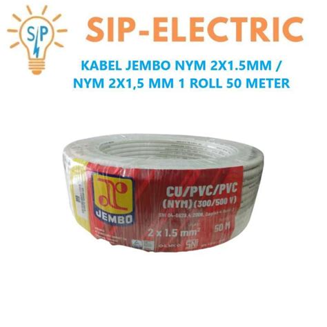 Jual KABEL JEMBO NYM 2X1 5 MM PUTIH SNI 2X1 5 MM 1 ROLL 50 METER 50M