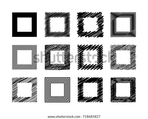 Set Different Drawn Scribble Square Frames Stock Vector Royalty Free