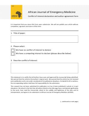 2018 2024 AFJEM Conflict Of Interest Declaration And Author Agreement