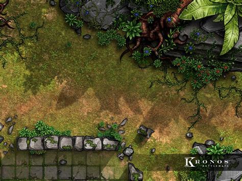 Jungle Ruins Digital Battlemap Grid Night Versions Dnd Battle Map