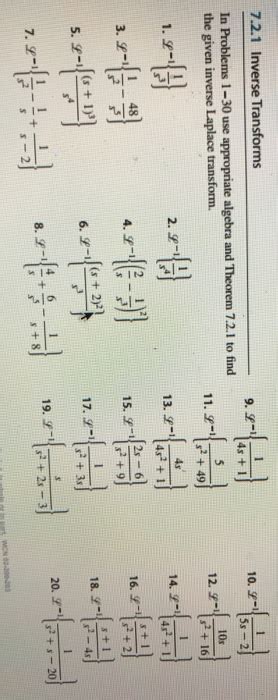 solved 7 2 1 inverse transforms in problems 1 30 use