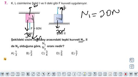 9 SINIF FİZİK NEWTON HAREKET YASALARI SORU ve ÇÖZÜMLERİ YouTube