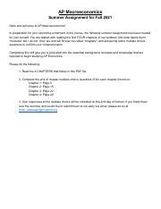 Ap Macroeconomics Summer Assignment For Fall 2021 Pdf AP