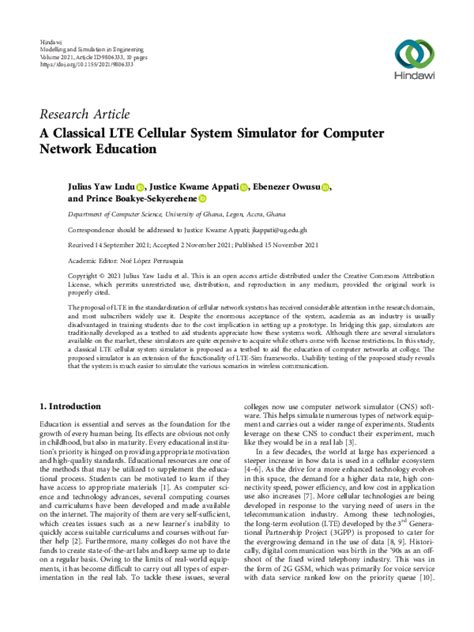 pdf a classical lte cellular system simulator for computer network education justice kwame