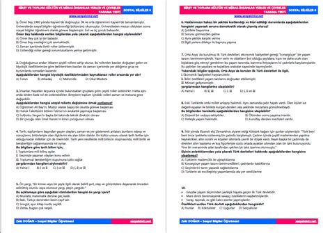 5 SINIF KÜLTÜR VE MİRAS ÜNİTE TESTİ Sosyal Bilgiler Sosyalciniz