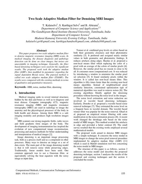 pdf two scale adaptive median filter for denoising mri images