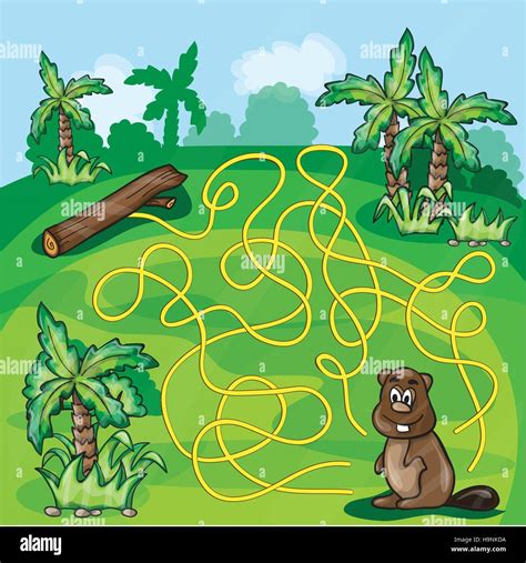 Labyrinthe Labyrinthe Pour Les Enfants Aide Le Castor Trouver Un