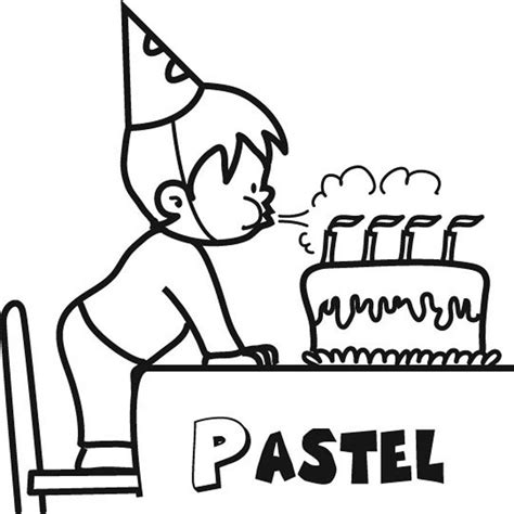 Dibujo de un niño soplando velas para colorear