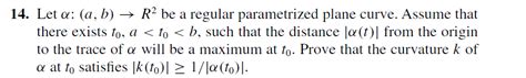 solved let α a b →r2 ﻿be a regular parametrized plane