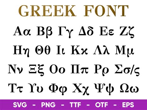 Fuente griega SVG Alfabeto griego ttf otf png eps svg Etsy México