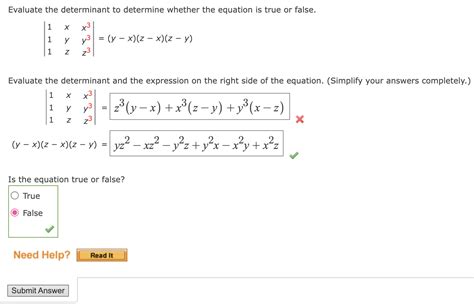 solved evaluate the determinant to determine whether the