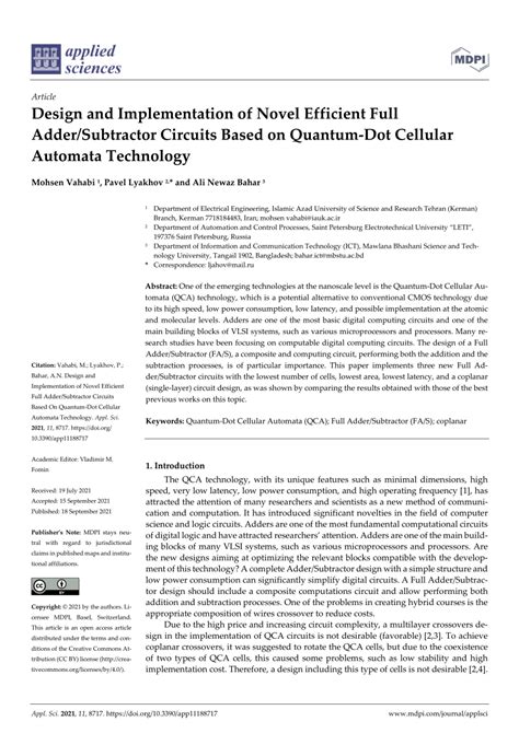 pdf design and implementation of novel efficient full adder subtractor circuits based on