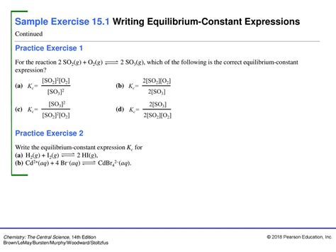Sample Exercise Writing Equilibrium Constant Expressions Ppt