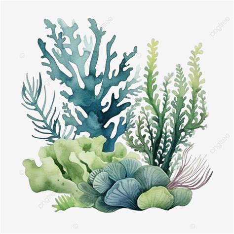 Algas Marinas Plantas Oceánicas Submarinas Elementos De Coral Marino
