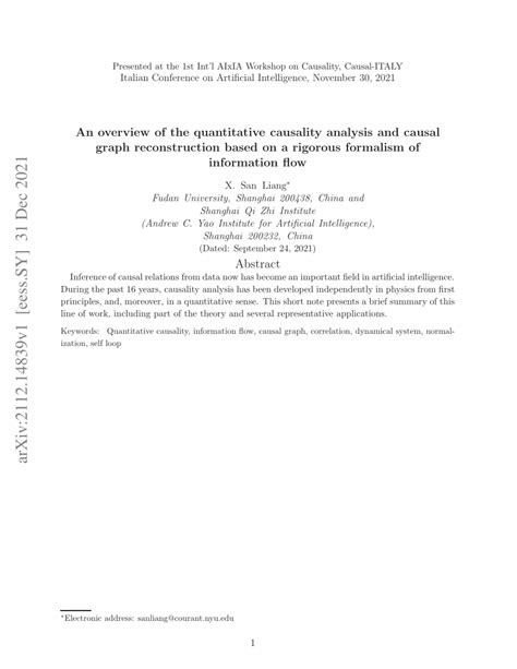 pdf an overview of the quantitative causality analysis and causal graph reconstruction based