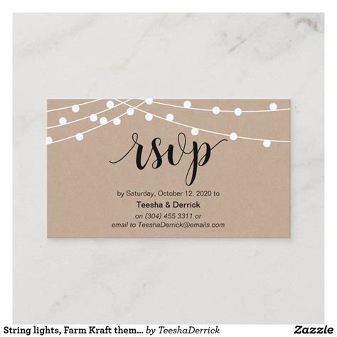 String Lights Farm Kraft Themed Online RSVP Enclosure Card Wedding